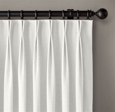 Linen Pinch Pleat Curtain Panel Option White Pair 50w X Etsy