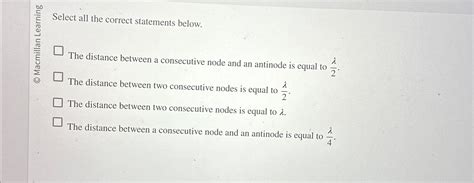 solved select all the correct statements below the distance