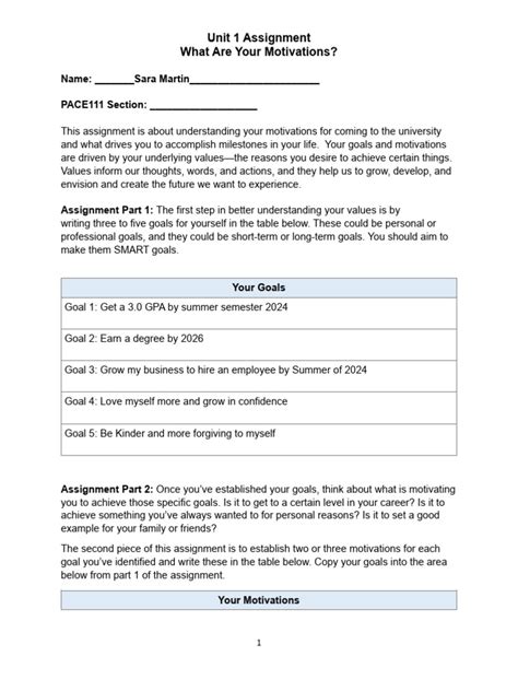 Pace Unit 1 Motivations Template Pdf Pdf Goal Motivation