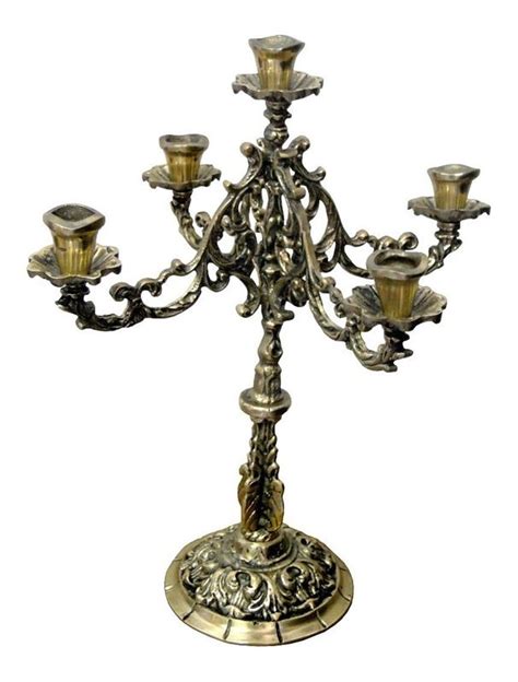 Candelabro Castiçal 5 Velas Menorah 36 Cm Bronze Decoração Cor Dourado Escuro Em 2024 Castiçal