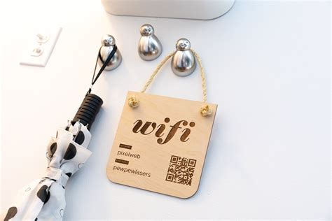 Custom Wifi Sign Personalized QR Code Laser Engraved Baltic Birch Wood For Your Guestroom