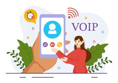 Voip Or Voice Over Internet Protocol Vector Illustration With Telephony Scheme Technology And