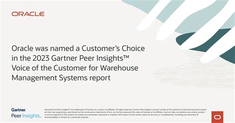 Oracle Named A Customers Choice In The 2023 Gartner Peer Insights™ Voice Of The Customer For