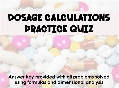 Dosage Calculations Practice Quiz W Answer Key Nursing Students Etsy