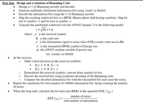 Solved Part One Design And Evaluation Of Hamming Chegg