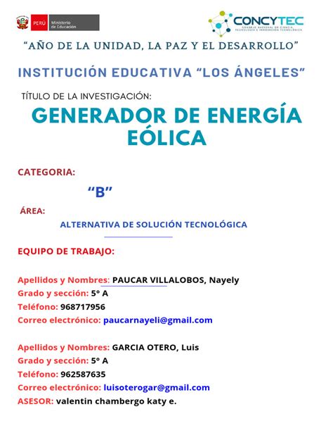 Generador De Energía Eólica Pdf Generador Eléctrico Ingenieria