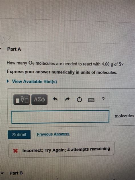 solved part a how many o2 molecules are needed to react with