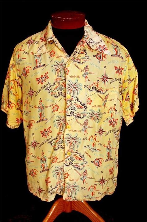 Very Rare Collectable Late 1930s Early 1940s Silky Rayon Hawaiian