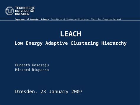 Ppt Leach Low Energy Adaptive Clustering Hierarchy Deparment Of
