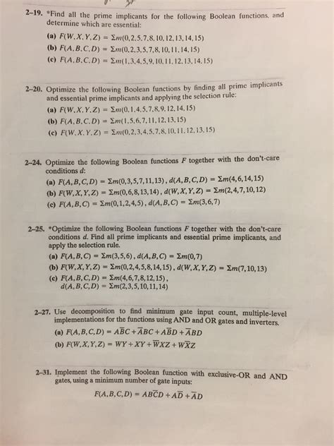 Solved Find All The Prime Implicants For The Following