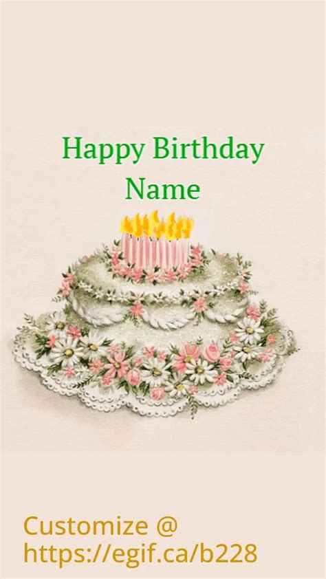 Customizable Happy Birthday  With Cake And Candles