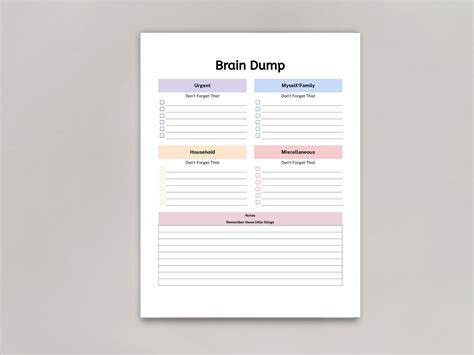 Printable Brain Dump Template Thoughts Organizer Brain Dump Journal Adhd Brain Dump Priority
