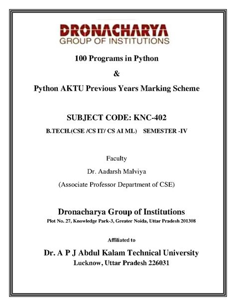 100 Programs Python Index 100 Programs In Python And Python Aktu Previous Years Marking Scheme 100 Programs Python Index 100 Programs In Python And Python Aktu Previous Years Marking Scheme