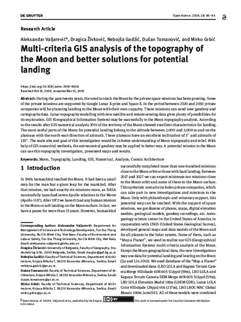 Pdf Multi Criteria Gis Analysis Of The Topography Of The Moon And