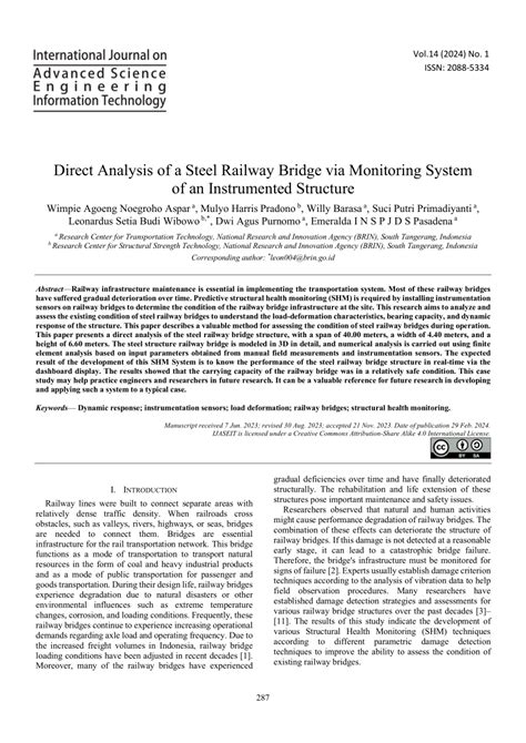 Pdf Direct Analysis Of A Steel Railway Bridge Via Monitoring System