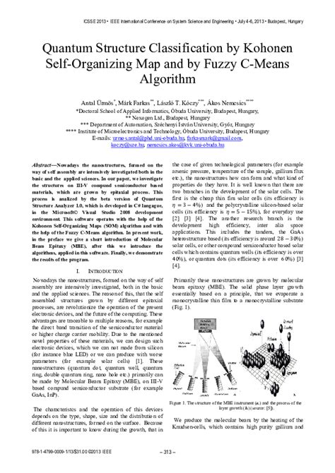 Pdf Quantum Structure Classification By Kohonen Self Organizing Map And By Fuzzy C Means Algorithm