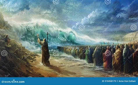 Parting The Red Sea Biblical Scene Royalty Free Illustration