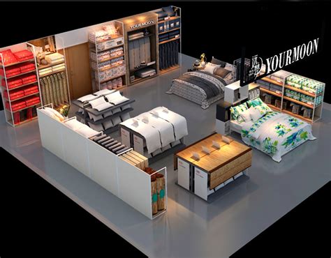 床上用品展柜 工程案例 成都柜多多优展科技有限公司