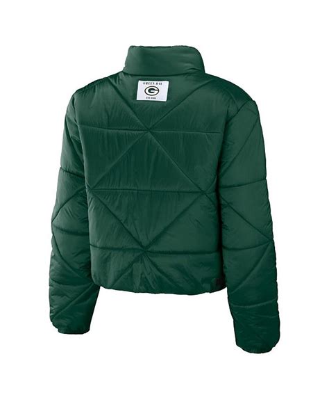 Wear By Erin Andrews Womens Green Green Bay Packers Cropped Puffer