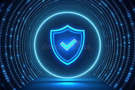 Digital Shield With Check Mark Represents Data Security And Cybersecurity Protection Concept