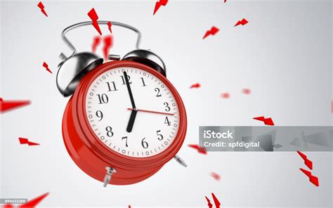 오래 된 빨간 알람 시계 빨간색 라운드 알람 시계 7 보여줍니다 흰색 배경에 고립 3d 렌더링 7에 대한 스톡 사진 및 기타 이미지 Istock