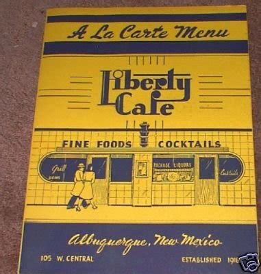 1950 Liberty Cafe Menu Albuquerque New Mexico 42278978