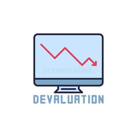 Pc Screen With Devaluation Arrow Vector Concept Colored Icon Stock Vector Illustration Of