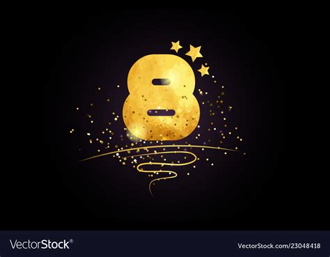 8 Eight Number Icon Design With Golden Star Vector Image