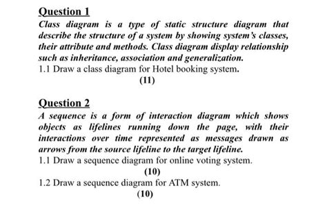 Solved Question Class Diagram Is A Type Of Static Chegg Com