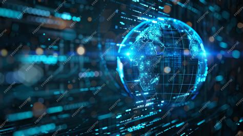 Premium Photo Global Data Network With Digital Earth Map A Digital