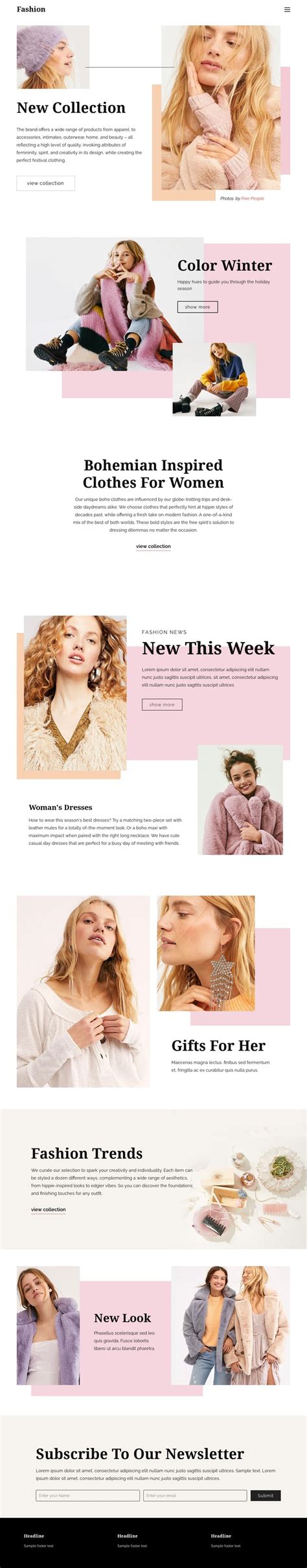 Fashion Page Design CSS Template By Nicepage