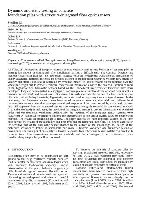 Pdf Dynamic And Static Testing Of Concrete Foundation Piles