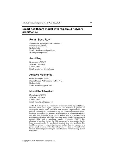 Pdf Smart Healthcare Model With Fog Cloud Network Architecture