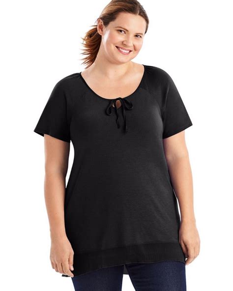 Size Chart for Just My Size OJ249 Chiffon-Trim Hi-Lo Womens Tunic