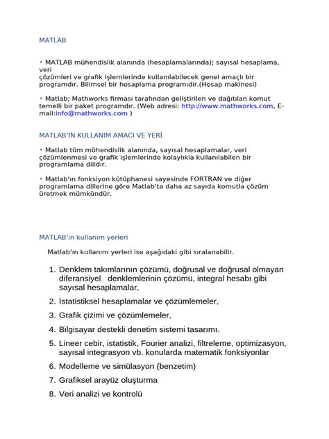 Matlab Ders Giriş Pdf