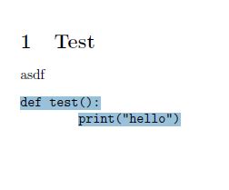 Formatting How To Render A Pdf With Selectable Indentation Whitespace For A Code Block Tex