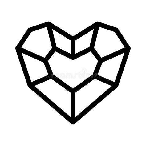 Heart Shaped Diamond Icon Design In Filled And Outlined Style Stock
