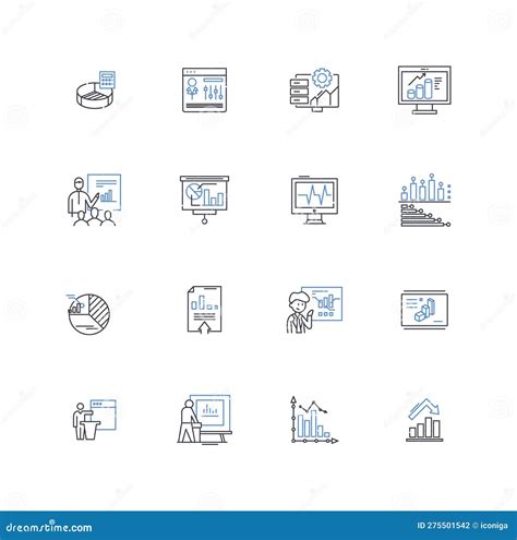 Data Depiction Line Icons Collection Visualization Infographic Graph Chart Animation