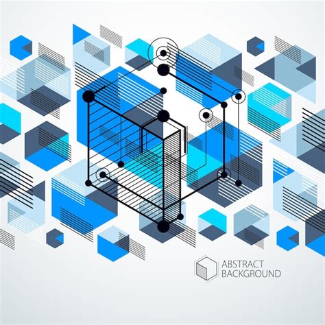 Premium Vector Abstract Geometric Vector Blue Background With Cubes And Other Elements