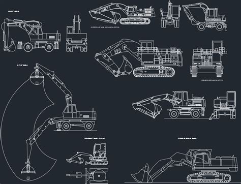 Excavator Cad Block Construction Equipment Dwg