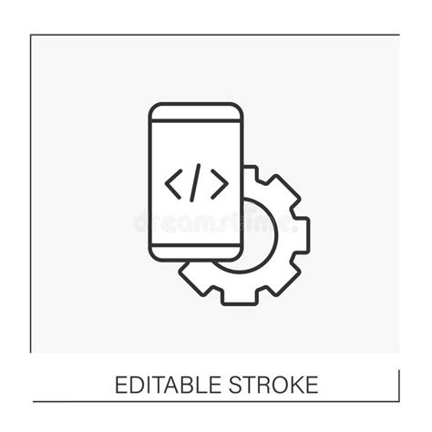 Mobile App Developer Line Icon Stock Vector Illustration Of Online Connection 238693716