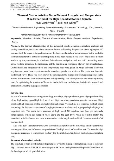 Thermal Characteristics Finite Element Analysis And Temperature Rise Experiment For High Speed