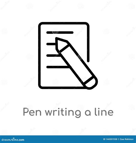 Outline Pen Writing A Line Vector Icon Isolated Black Simple Line