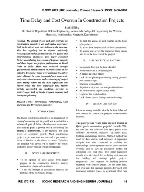 5 Time Delay And Cost Overrun In Construction Projects Pdf Structural Equation Modeling