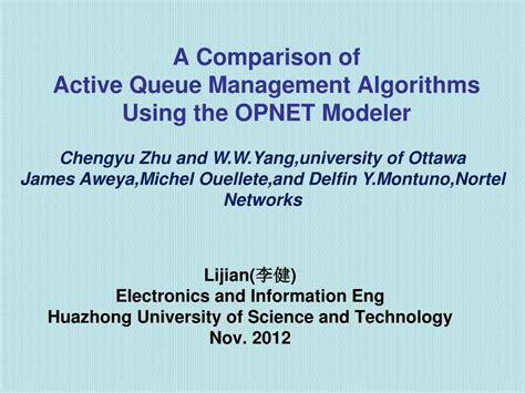 Ppt A Comparison Of Active Queue Management Algorithms Using The