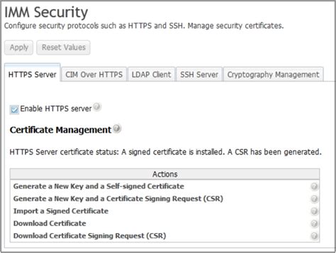 Configuring HTTPS Protocol Integrated Management Module II Lenovo Docs