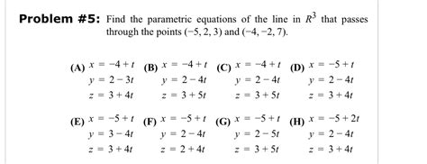 Solved Problem Find The Parametric Equations Of The Chegg
