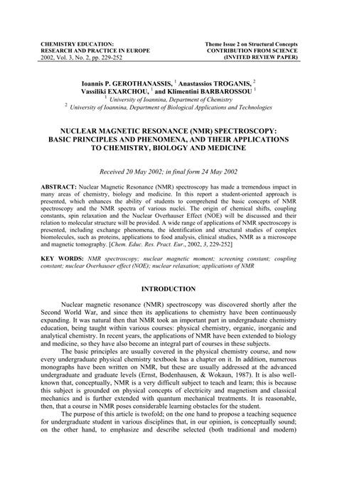 Pdf Nuclear Magnetic Resonance Nmr Spectroscopy Basic Principles And Phenomena And Their