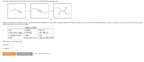 Solved Using The Reagents Listed In The Table Below Show Chegg