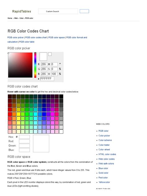 Html Color Codes Chart Rapidtables Com Printable Cards